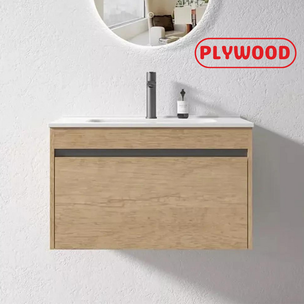 HONEY OAK WALL HUNG VANITY | 750MM | SINGLE DRAWER | BC13 – The Tile ...