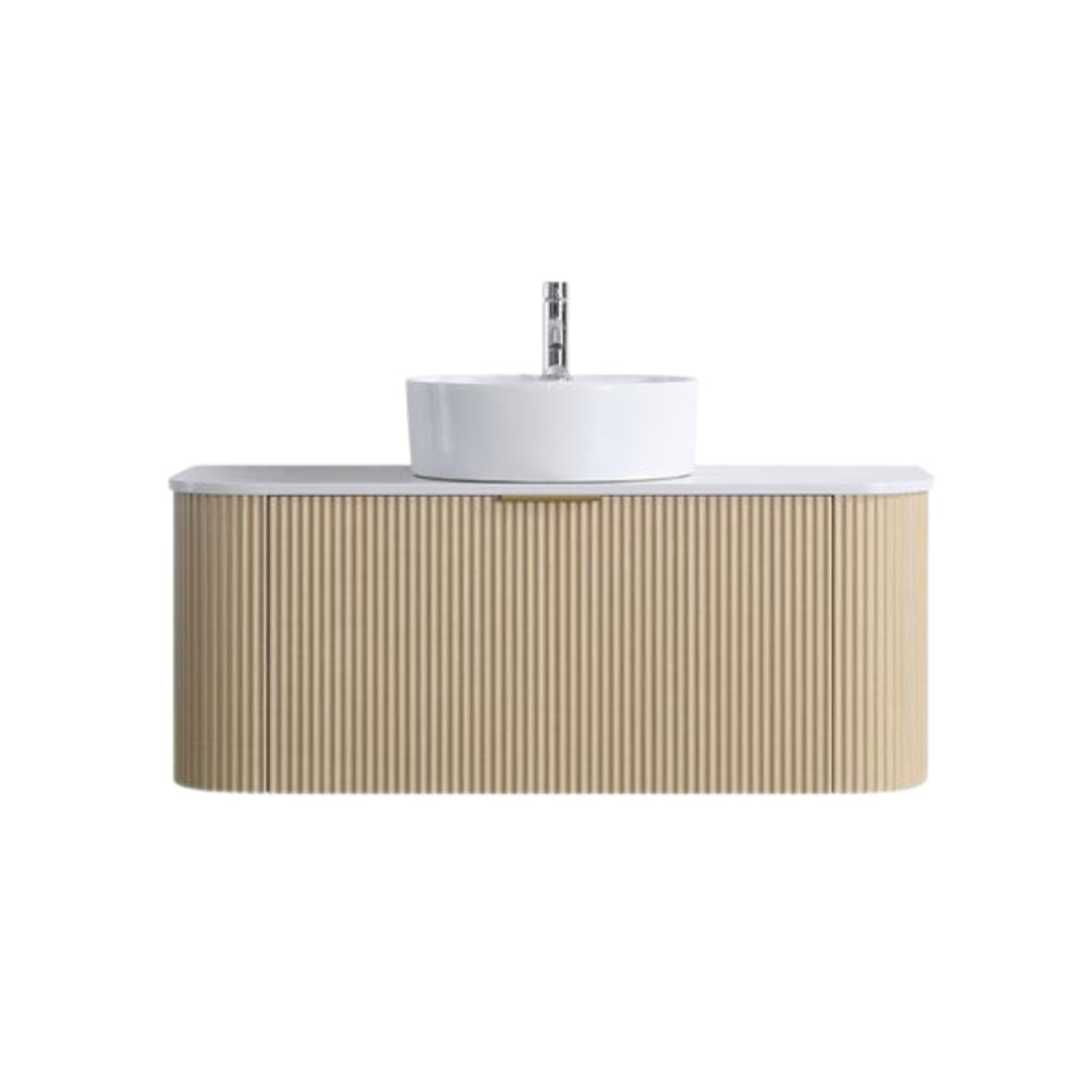 Linea Curved Fluted Wall Hung Vanity 1200mm | Light Brown Oak – NZ ...