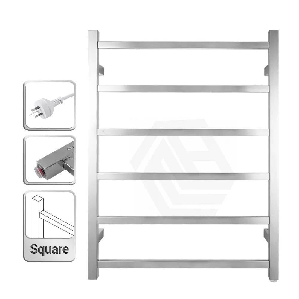 6 BAR SQUARE HEATED TOWEL RAIL - CHROME 800H*600W*120D – The Tile ...